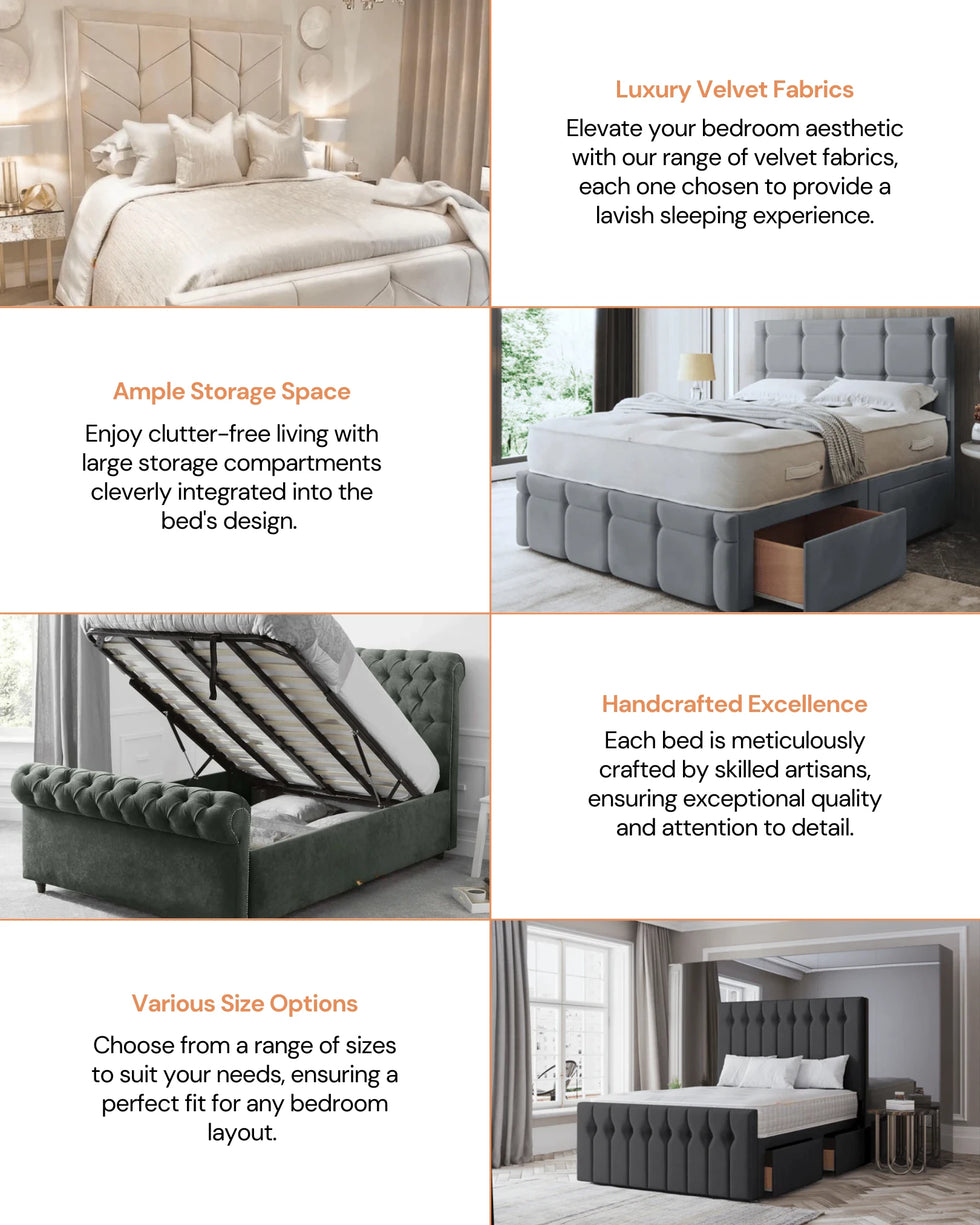 Helen Wingback Bed Frame - 5ft Kingsize - Silver Naples – Heavenlybeds