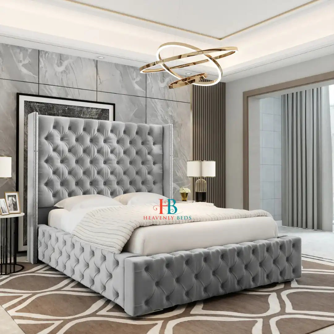 Kimbo Luxury Wingback Bed Frame - Ottoman Storage or Metal Gas Lift – Heavenlybeds