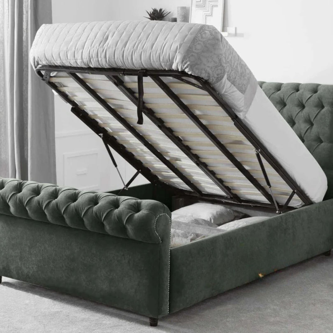 Chayanne Pleated Bed Frame - Tall Floorstanding Headboard – Heavenlybeds