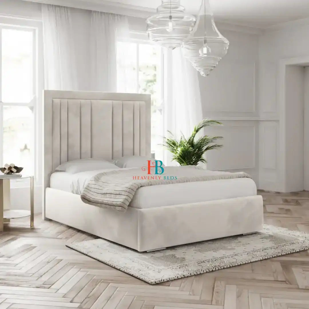 Oslo Ottoman Bedframe | Cream Plush Velvet Fabric | 5ft Kingsize ...