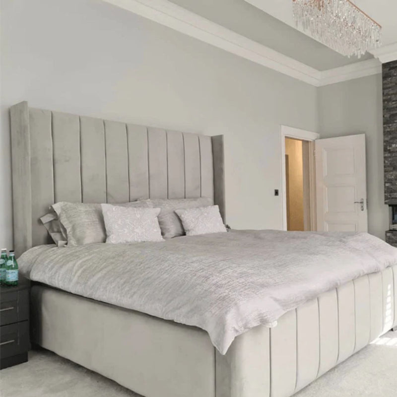 Chayanne Pleated Bed Frame - Tall Floorstanding Headboard – Heavenlybeds