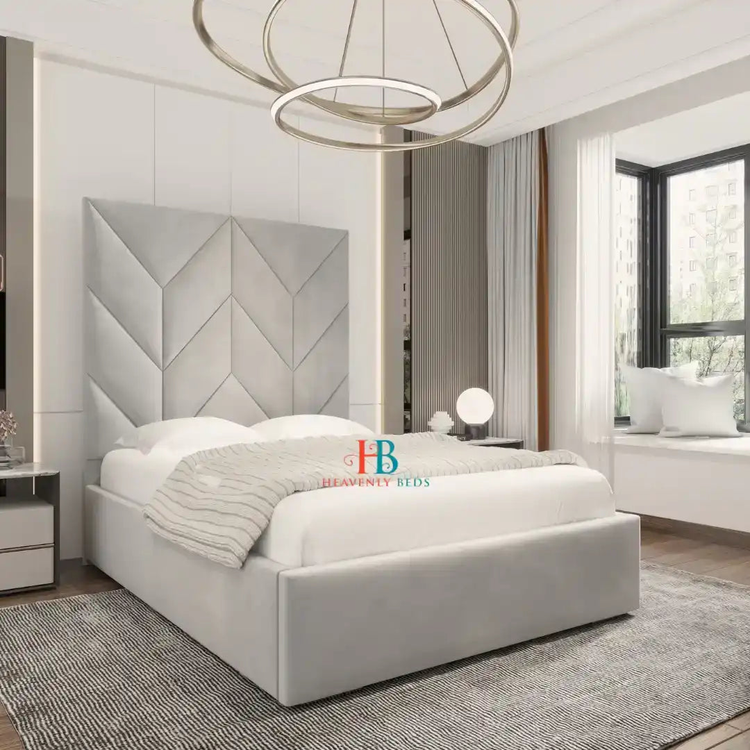 Acton Panelled Tall Headboard Bed Frame - Kingsize Luxury Bed – Heavenlybeds