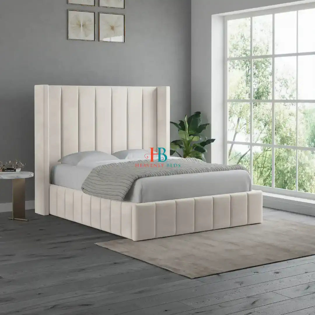 Foley Full Panel Wingback Storage Bed Frame - 6ft Superking Bed Frame ...