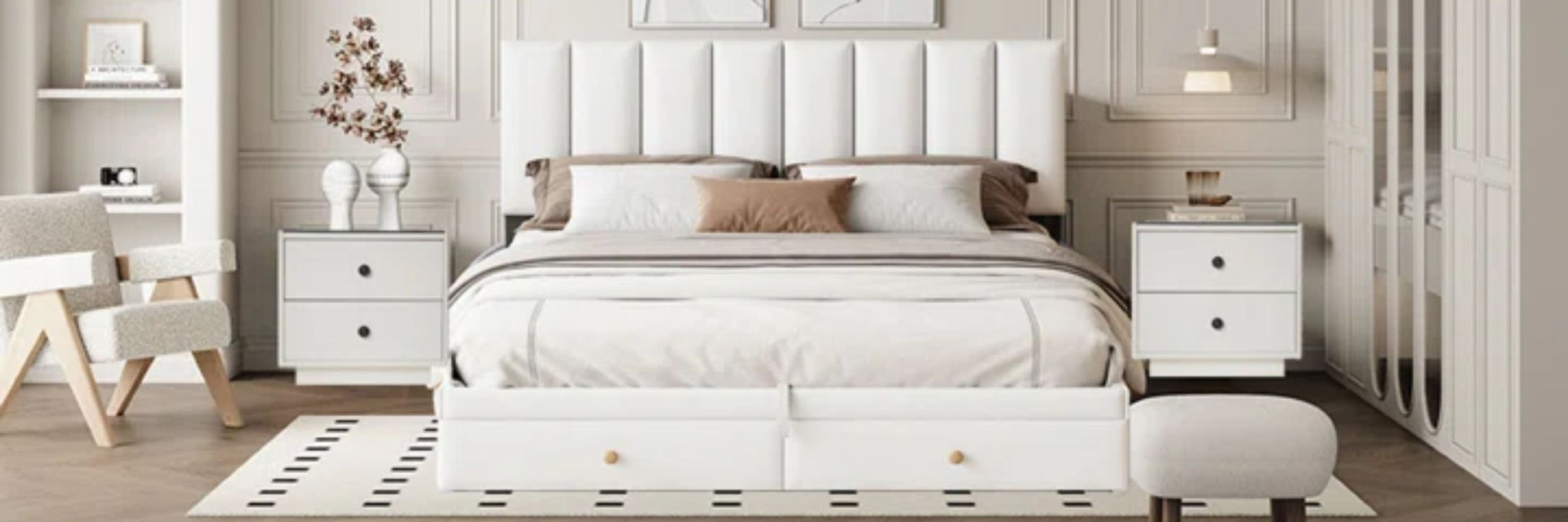 Chayanne Pleated Bed Frame - Tall Floorstanding Headboard – Heavenlybeds