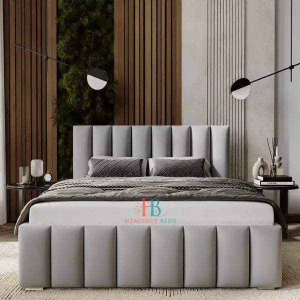 Layla Storage Bed Frame - 5FT Kingsize - Grey Velvet + Mattress ...