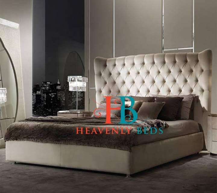 Elegant New York Wingback Bed Frame with Storage – Heavenlybeds